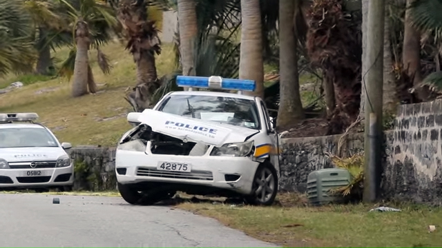 Police Car Accident North Shore Rd Bermuda March 28 2012 - Bernews.TV