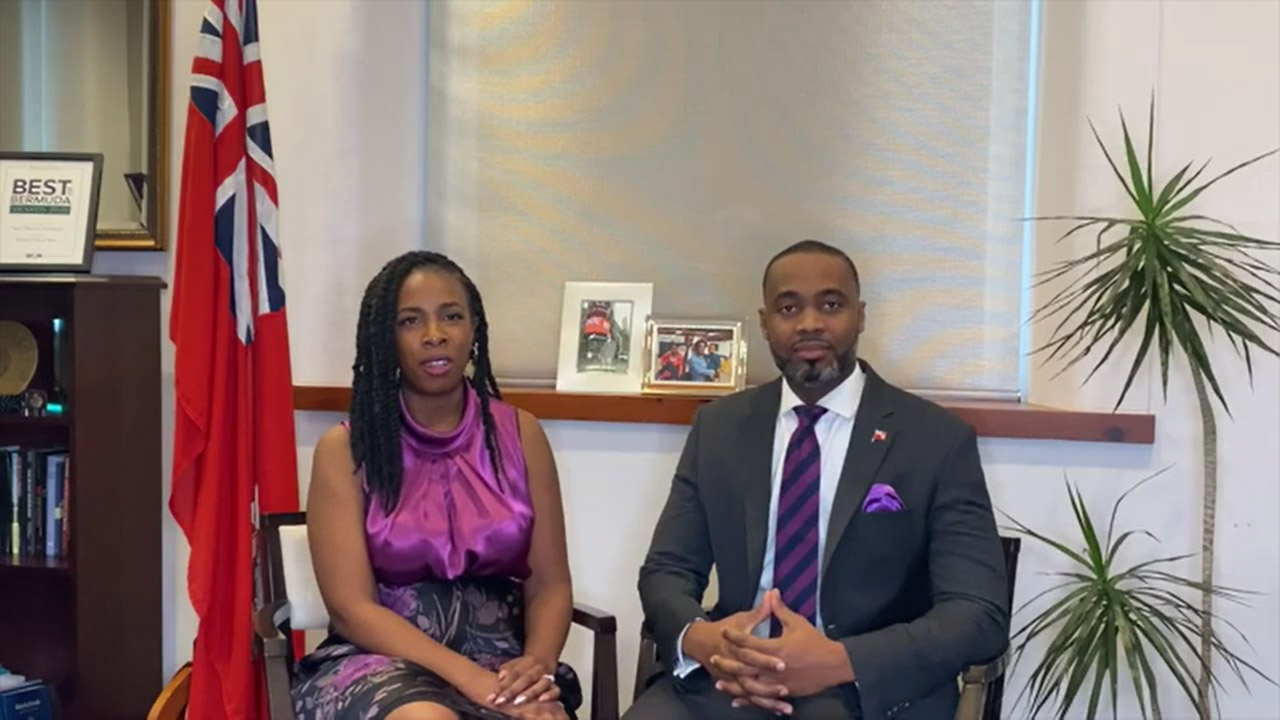Premier David Burt And Kristen Burt At IWD Bermuda, March 8 2021 ...