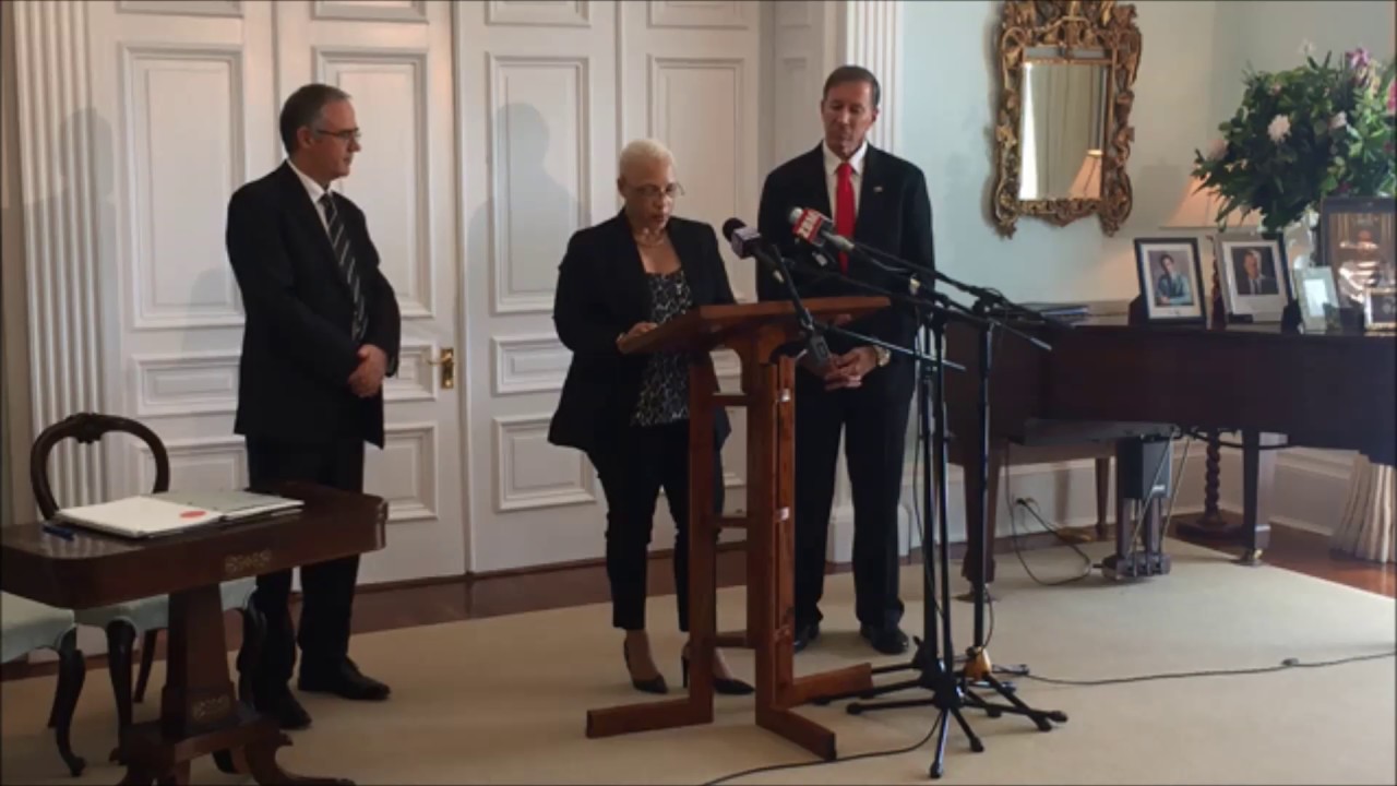 Leah Scott Sworn In As Junior Minister, Feb 23 2017 - Bernews.TV