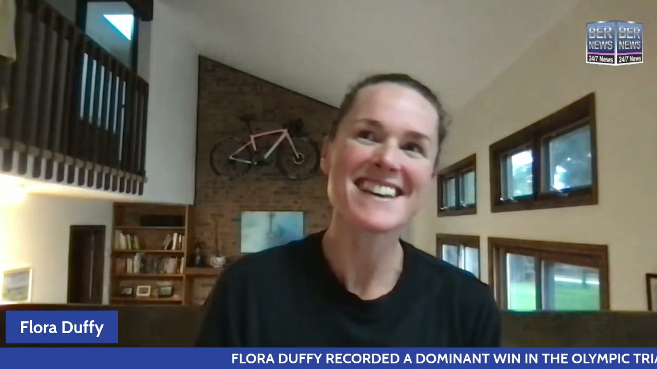 Flora Duffy Shows Olympic Gold Medal, Aug 2 2021 - Bernews.TV