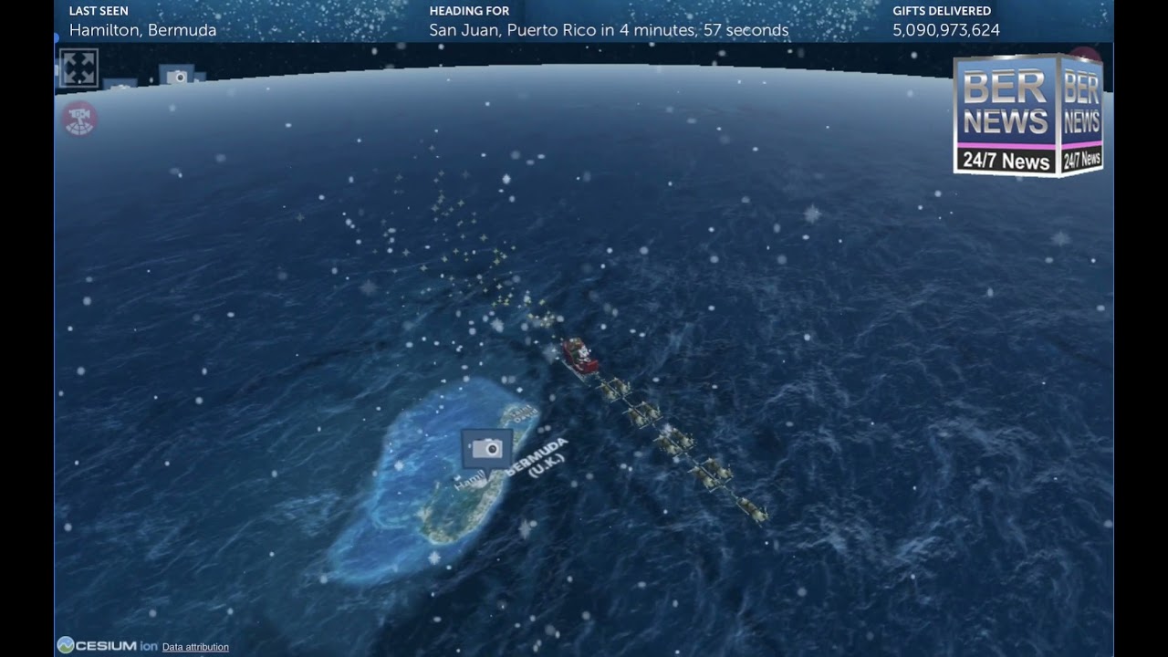 Norad Tracker Shows Santa Visiting Bermuda, Dec 24 2021 - Bernews.TV