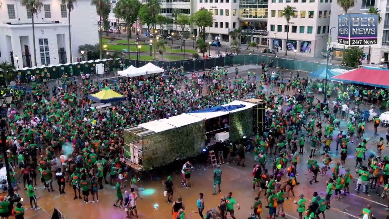 Aerial View | J'Ouvert Carnival In Bermuda Event, June 19 2023 - Bernews.TV