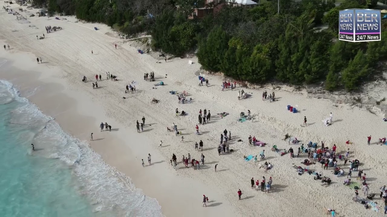 Aerial | Christmas Day At Elbow Beach, December 25 2025 - Bernews.TV